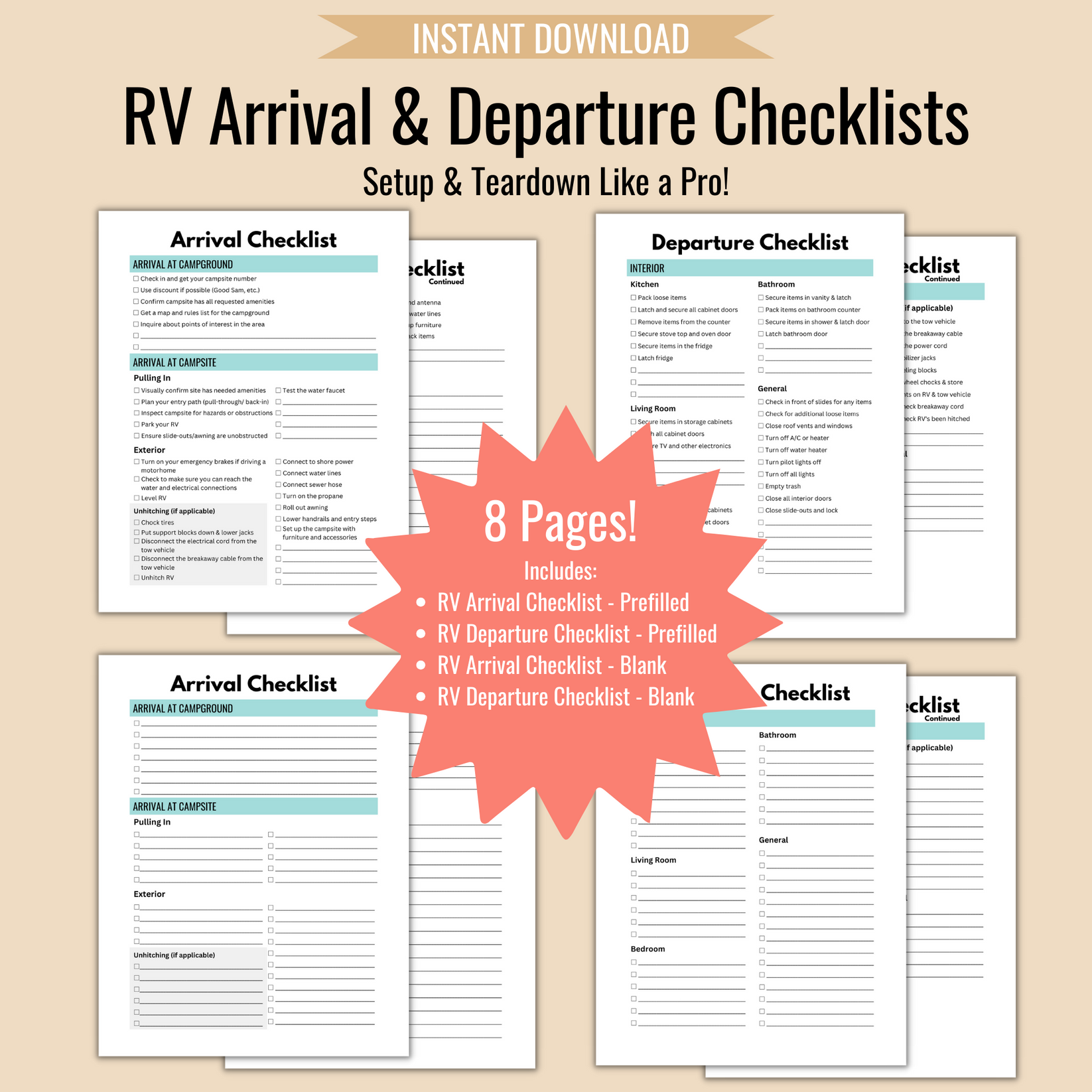 RV Arrival & Departure Checklists (Download & Print) – Camper FAQs