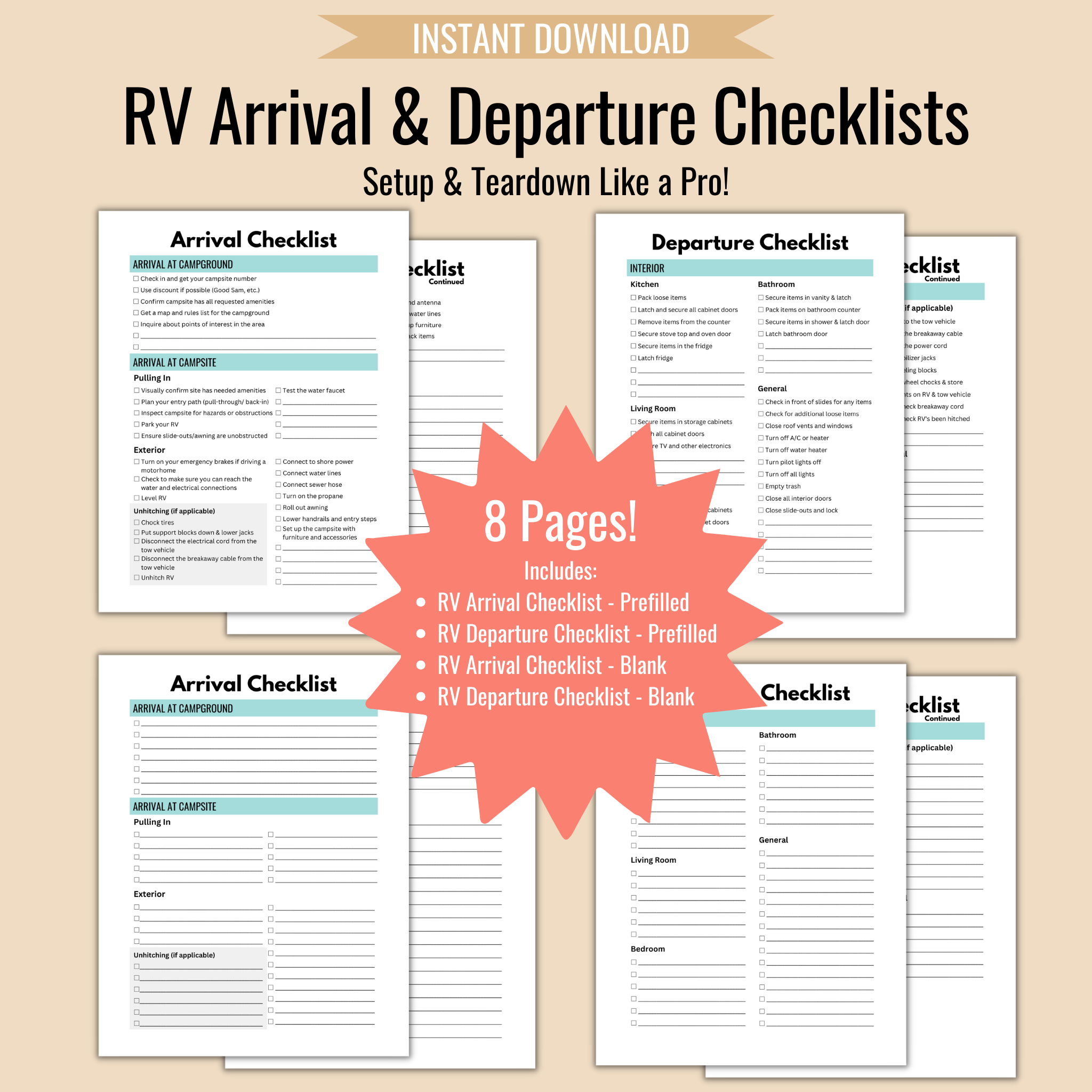 RV Arrival & Departure Checklists (Download & Print) – Camper FAQs