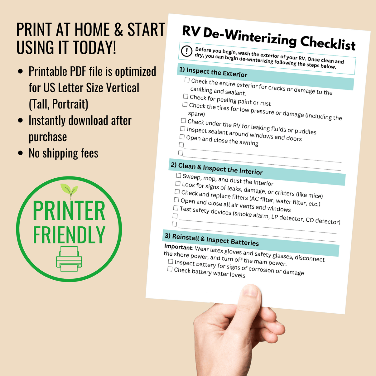 RV De-Winterizing Checklist (Download & Print) – Camper FAQs