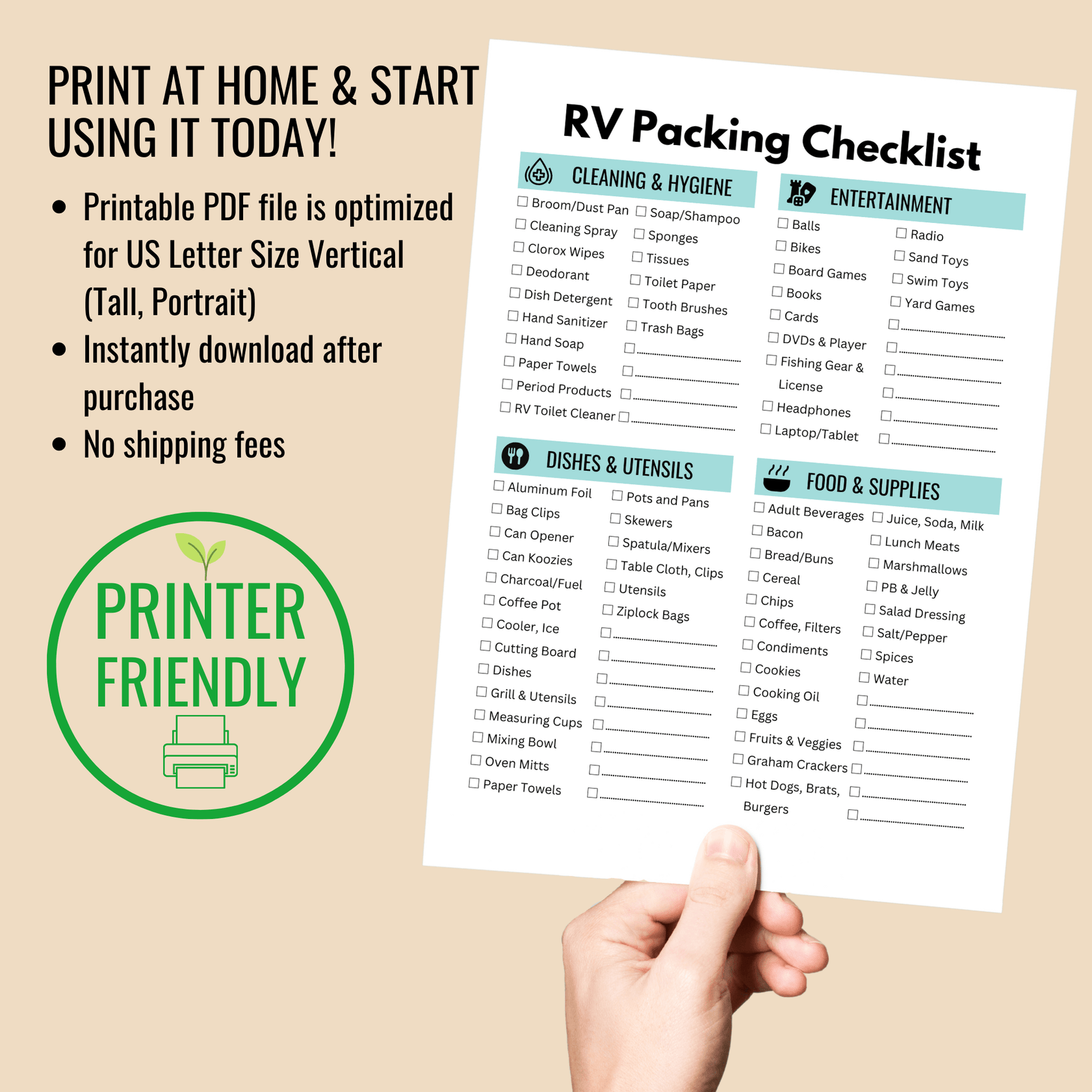 RV Packing Checklist (Download & Print) – Camper FAQs